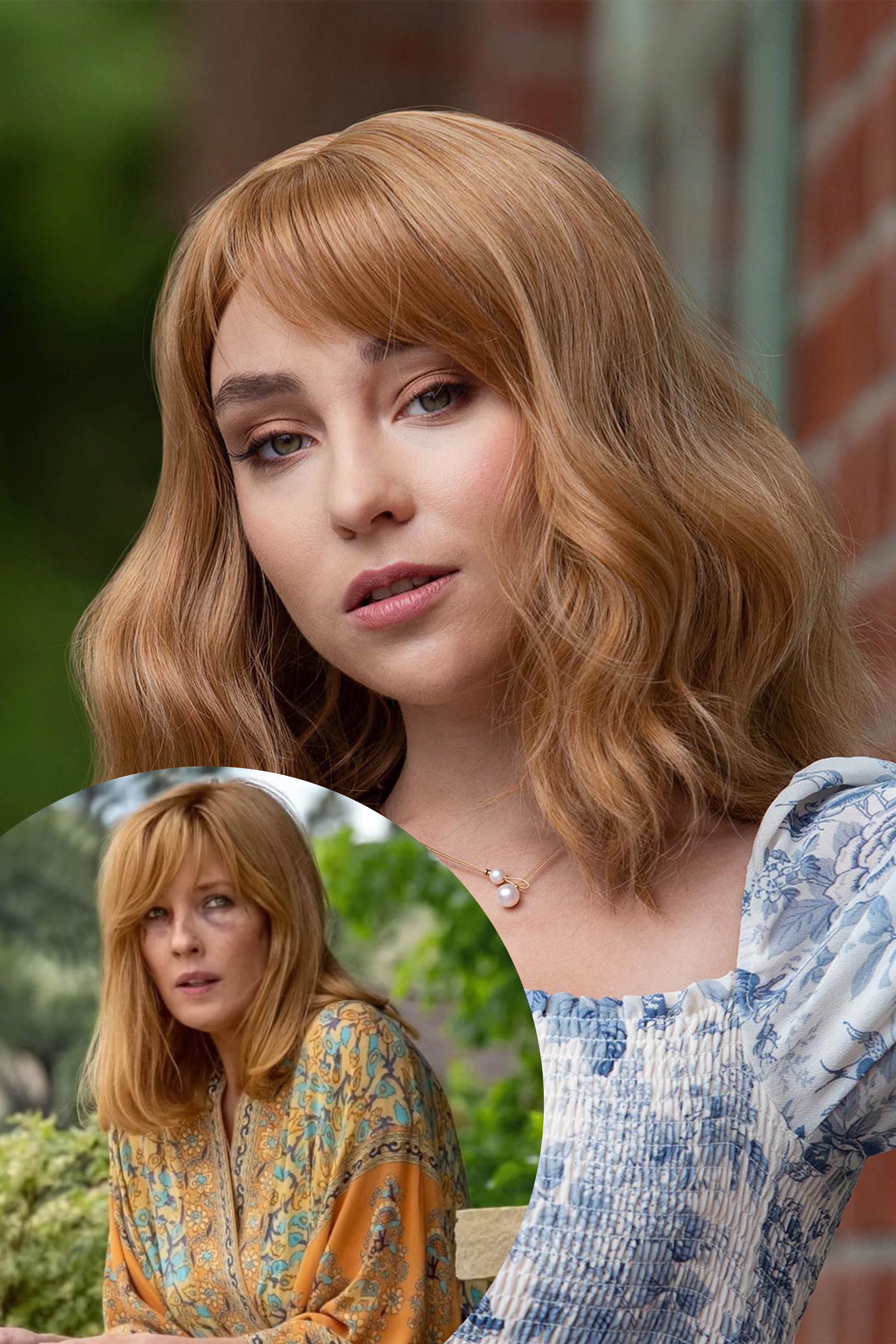 Strawberry Blonde Wavy Synthetic Wig with Bangs Beth Dutton Cosplay Wi ...