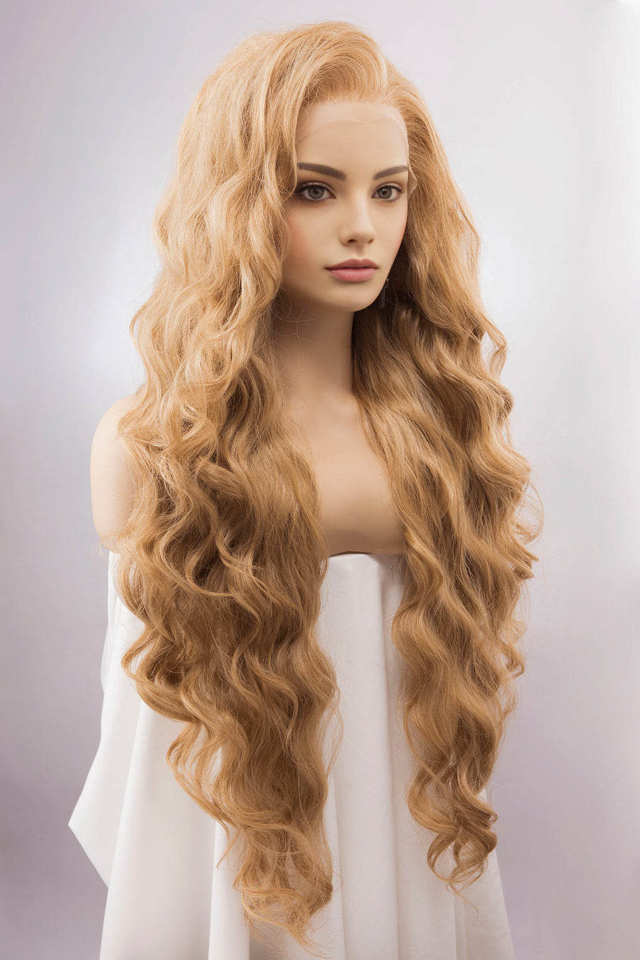 Strawberry Blonde Curly Lace Top Synthetic Wig Idina – Her Wig Closet