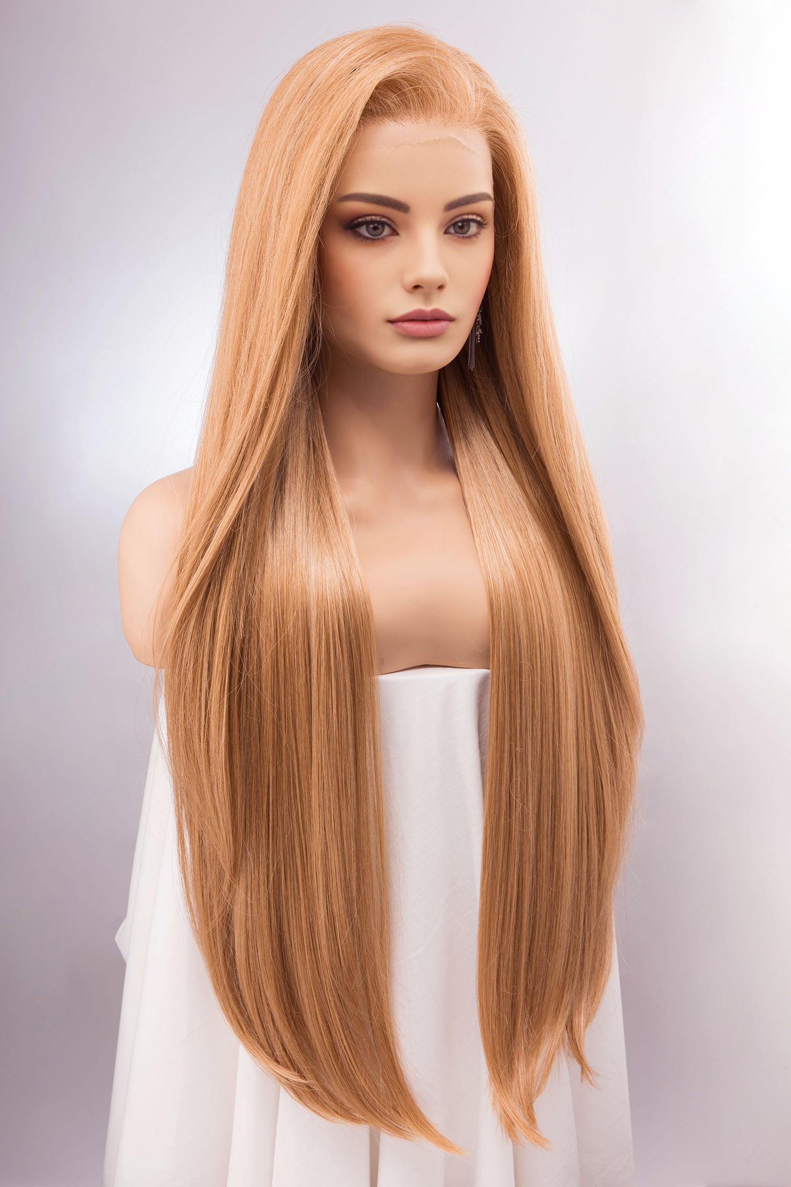 Strawberry Blonde Straight Lace Front Synthetic Wig Ivana – Her Wig Closet