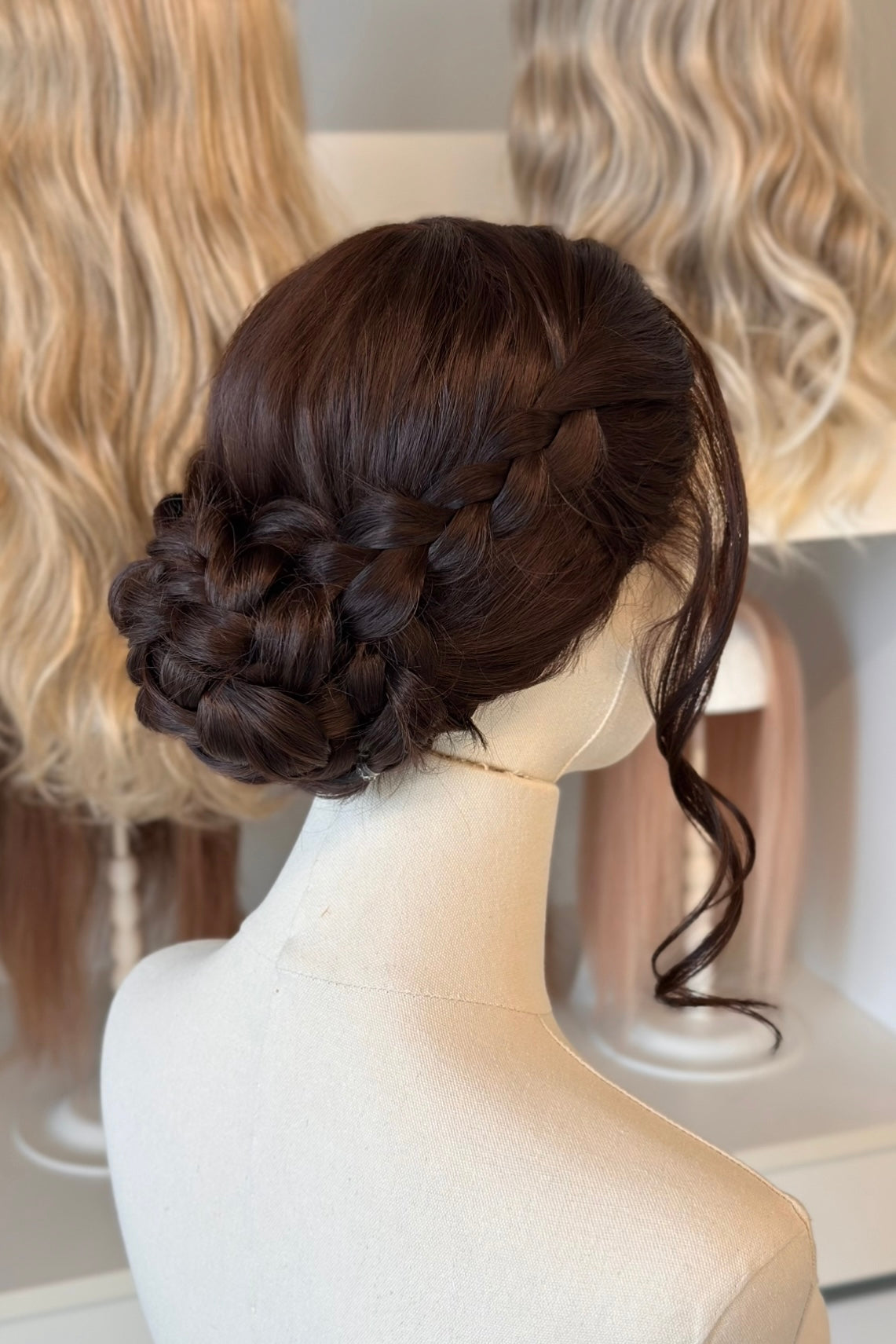 Chocolate Brown Brunette Wavy 13x6 Lace Synthetic Wedding Wig Malani ...