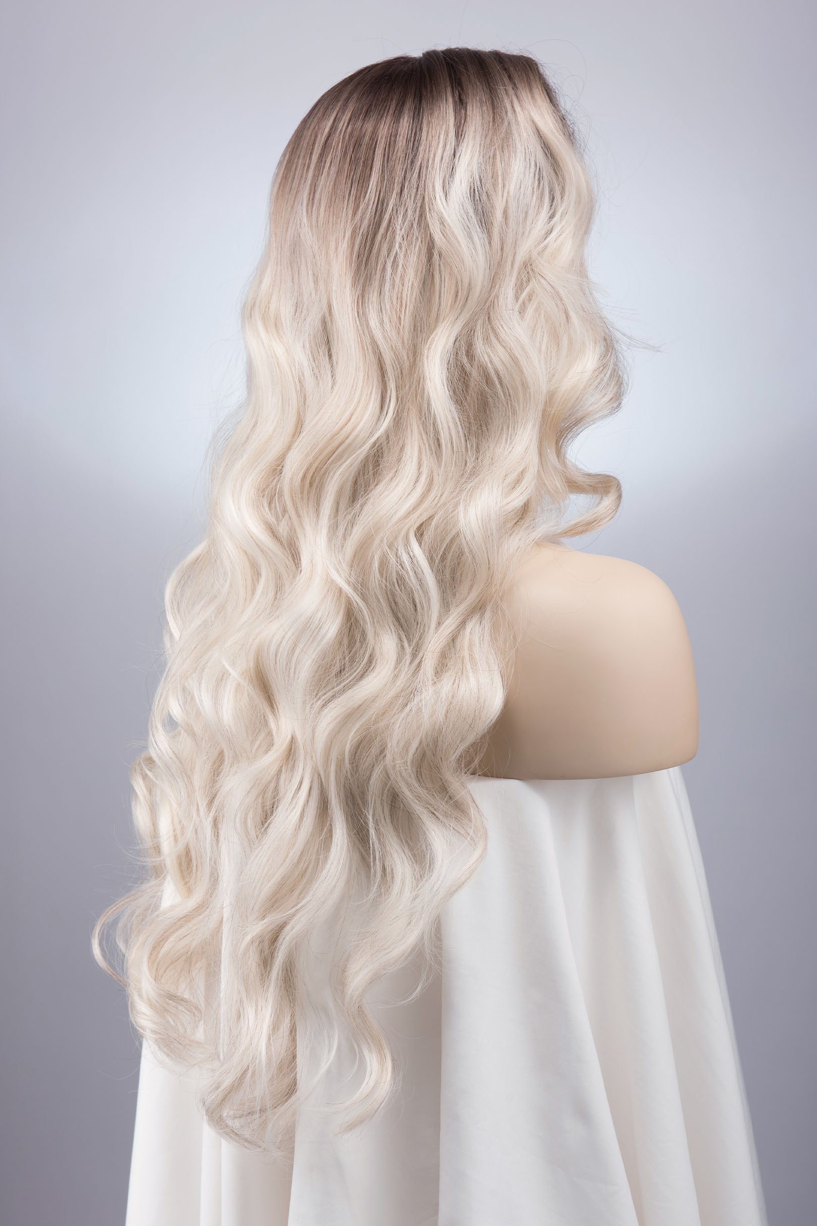Dark Roots Silver Ombre Wavy Large Lace Front Wig Fourth Wing Cosplay ...
